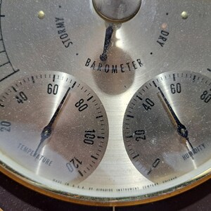 Vintage Airguide Instruments Mid Century Faux Wood Design Barometer ...