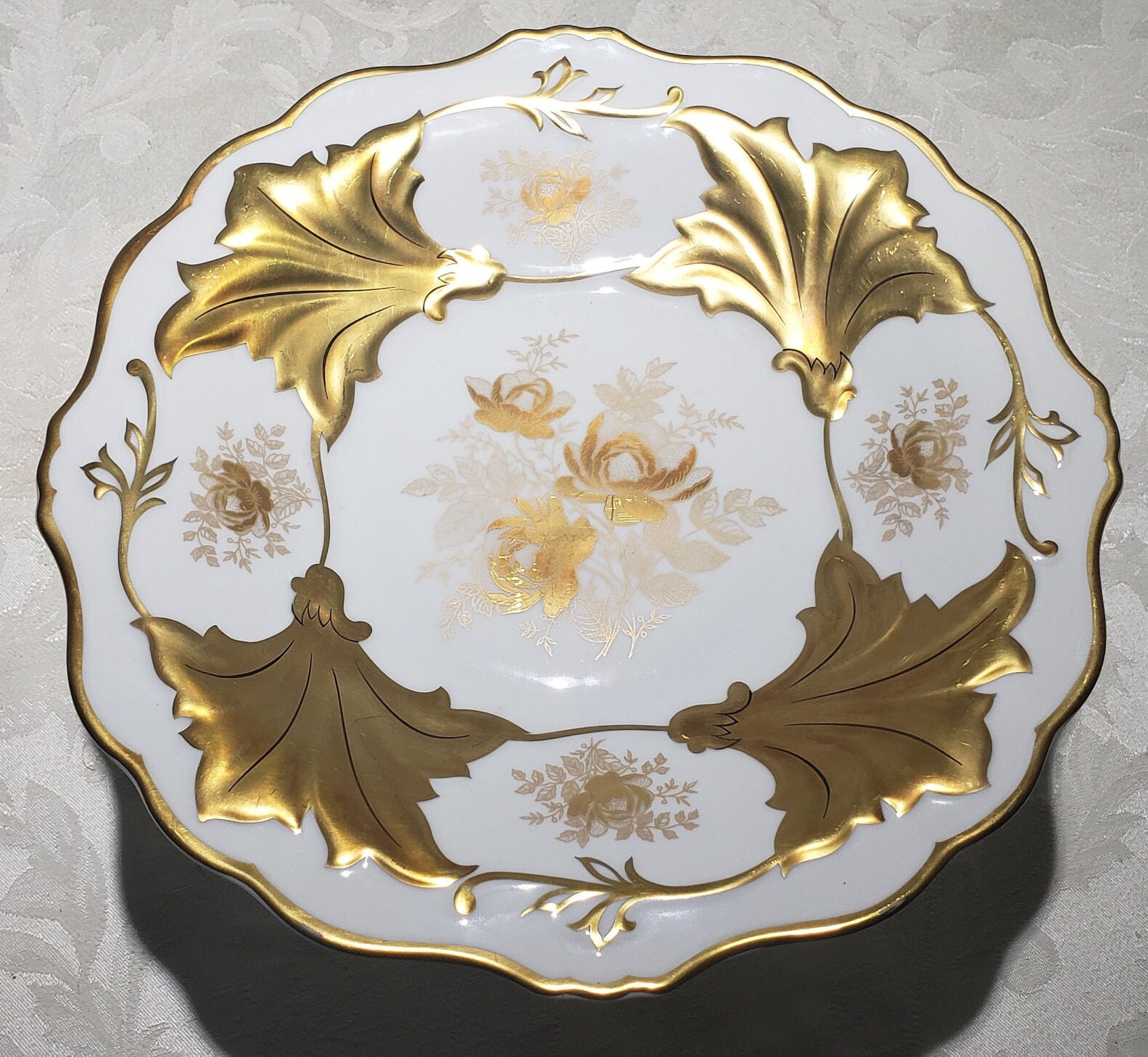 Gorgeous Vintage Weimar Porcelain Gold on White Floral Design - Etsy