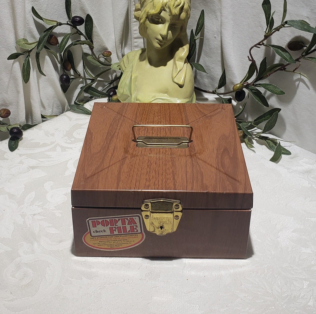 Vintage Ballonoff Faux Wood Lithograph Design Metal Porta Check File ...