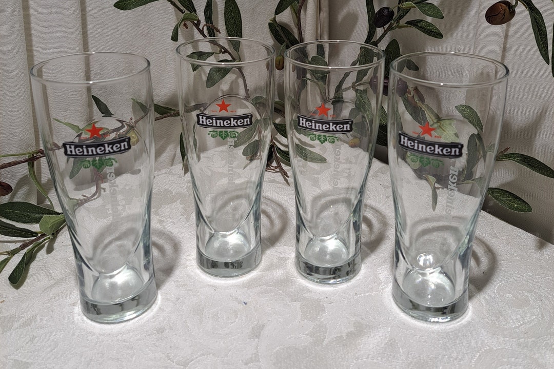 Vintage Set of 4 16oz Heineken Red Star Logo Pint Beer Glasses - Etsy