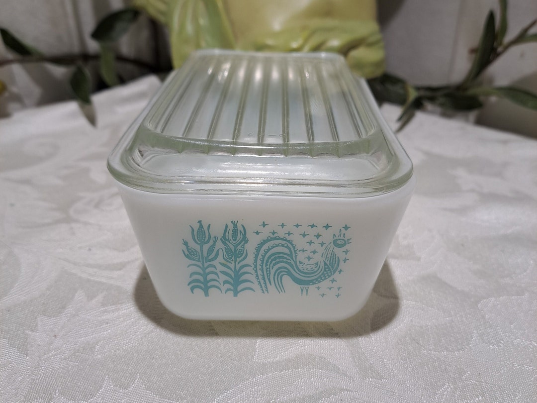 Vintage Pyrex White and Teal Amish Butterprint Pattern 0502 1 1/2 PT ...