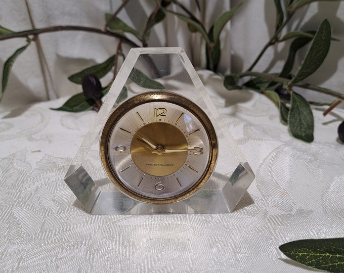 Vintage Westclox Germany Art Deco Design Lucite Table Top Mechanical ...
