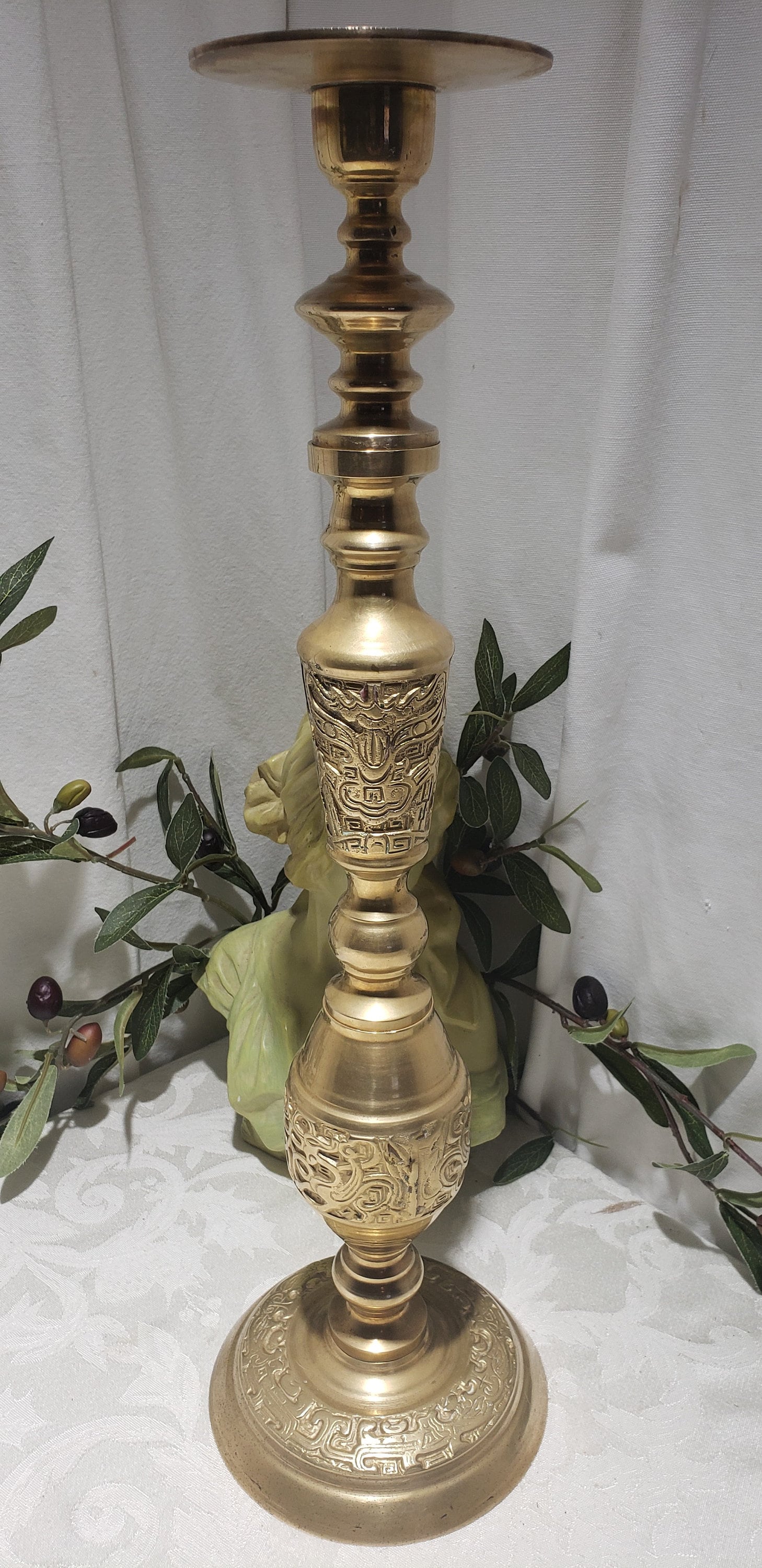 Vintage Large 21 Tall Asian Design Brass Spike Pillar | Etsy