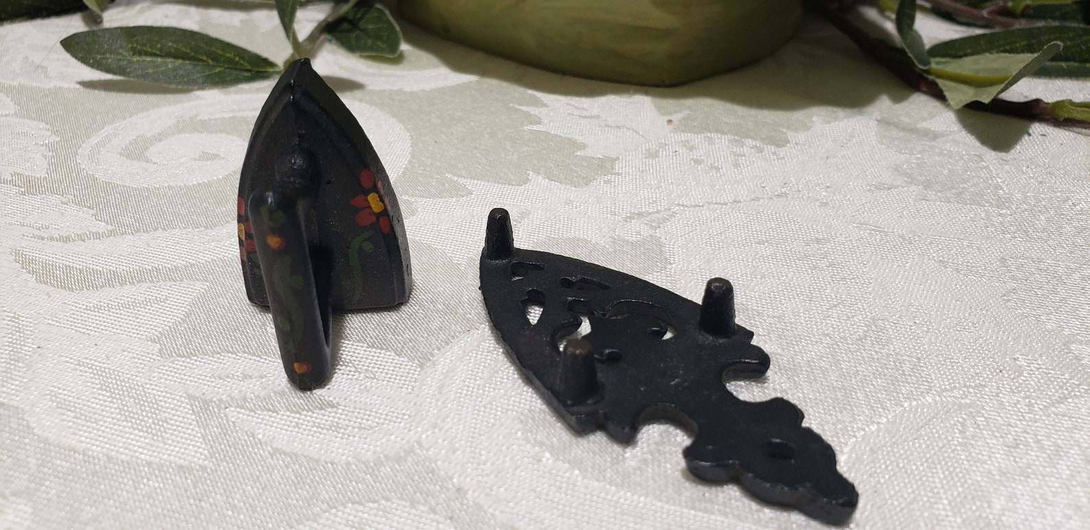 Vintage Hand Painted Floral Design Cast Iron Miniature Iron - Etsy
