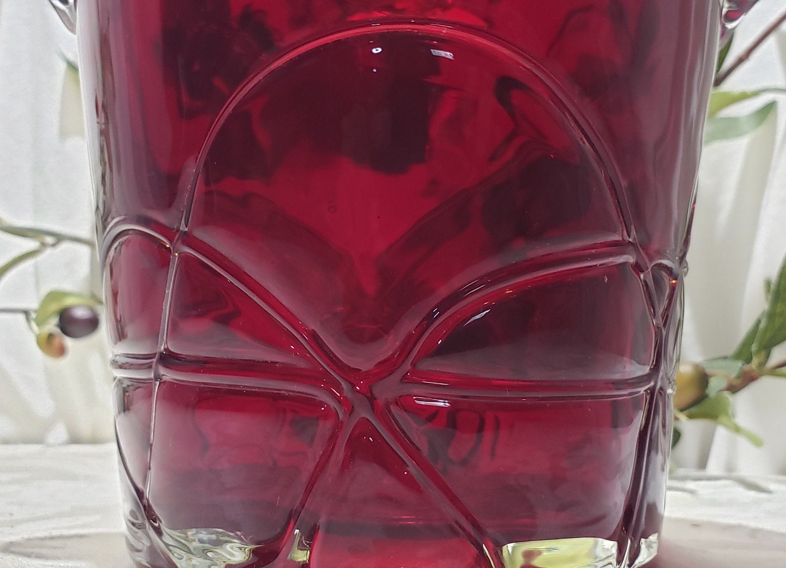 Vintage Hand Blown Ruby Red Glass Ice Bucket - Bar Decor - Etsy