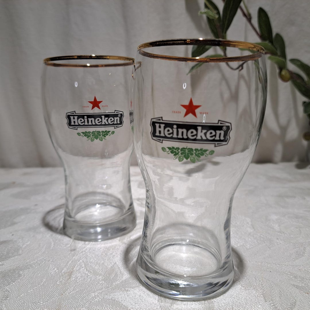 Vintage Set of 2 10 Oz Gold Rim Red Star Logo Heineken Small Beer ...