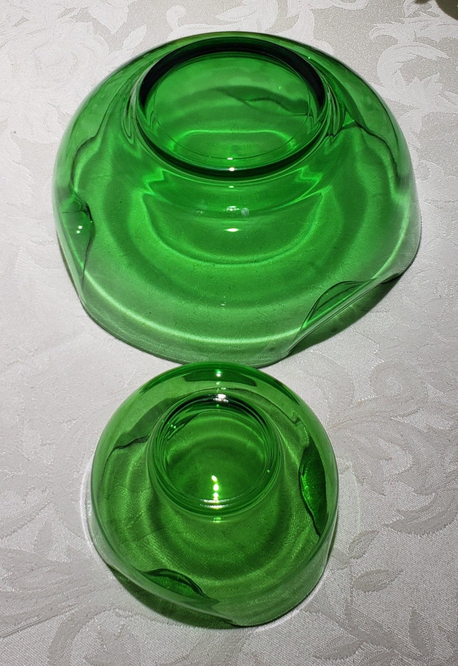 Vintage Anchor Hocking Green Pinch Glass Bowl Set Mid Century - Etsy