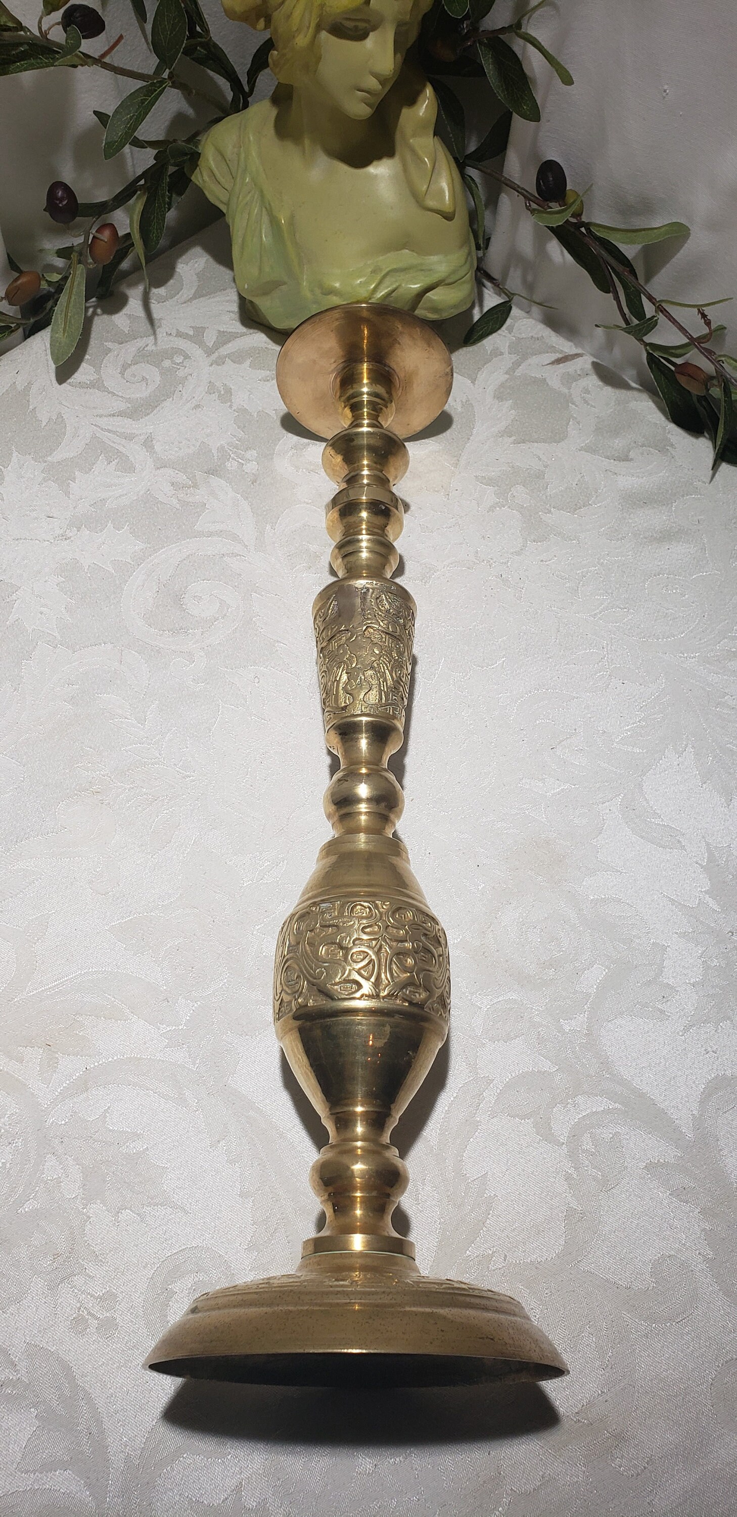 Vintage Large 21 Tall Asian Design Brass Spike Pillar | Etsy