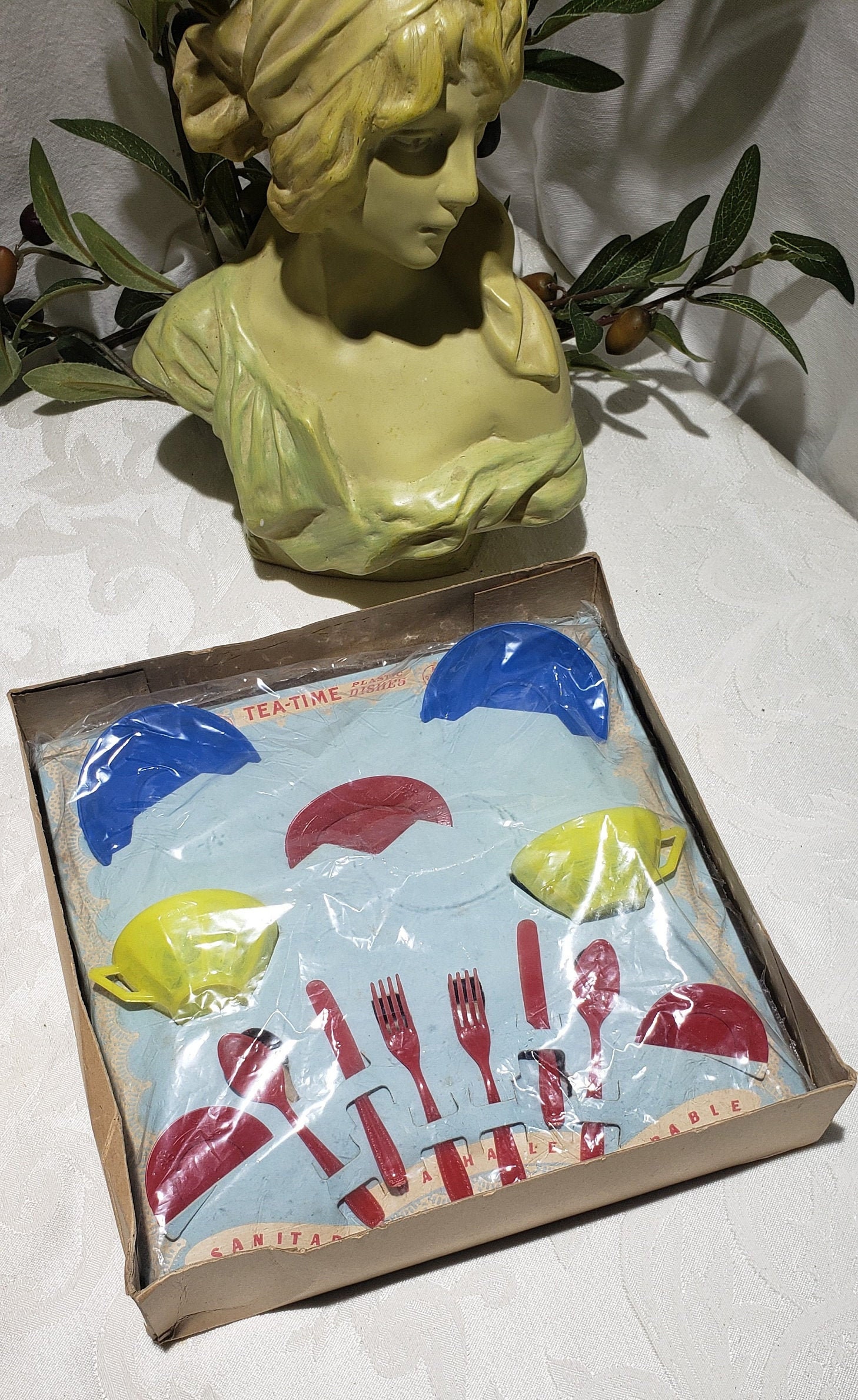 Vintage 1945 Set for 2 Tea Time Plastic Dishes A Plasco Toy | Etsy