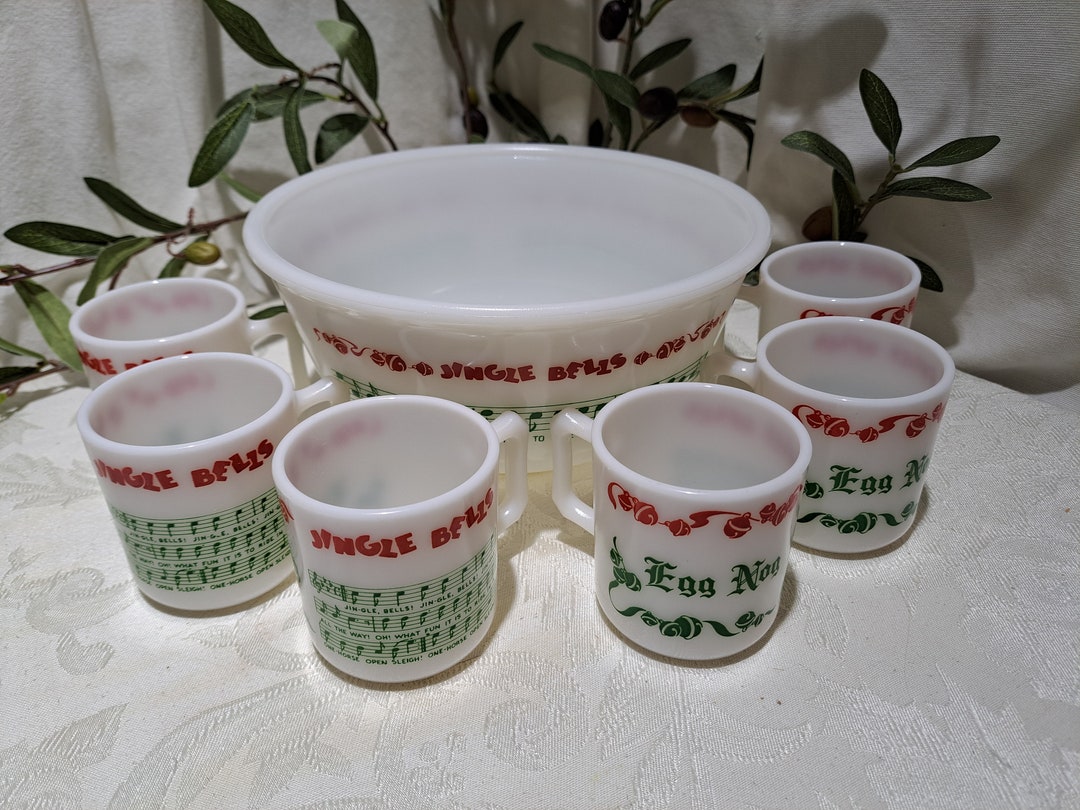 Vintage 7 Piece Hazel Atlas Jingle Bells Themed Milk Glass Egg - Etsy