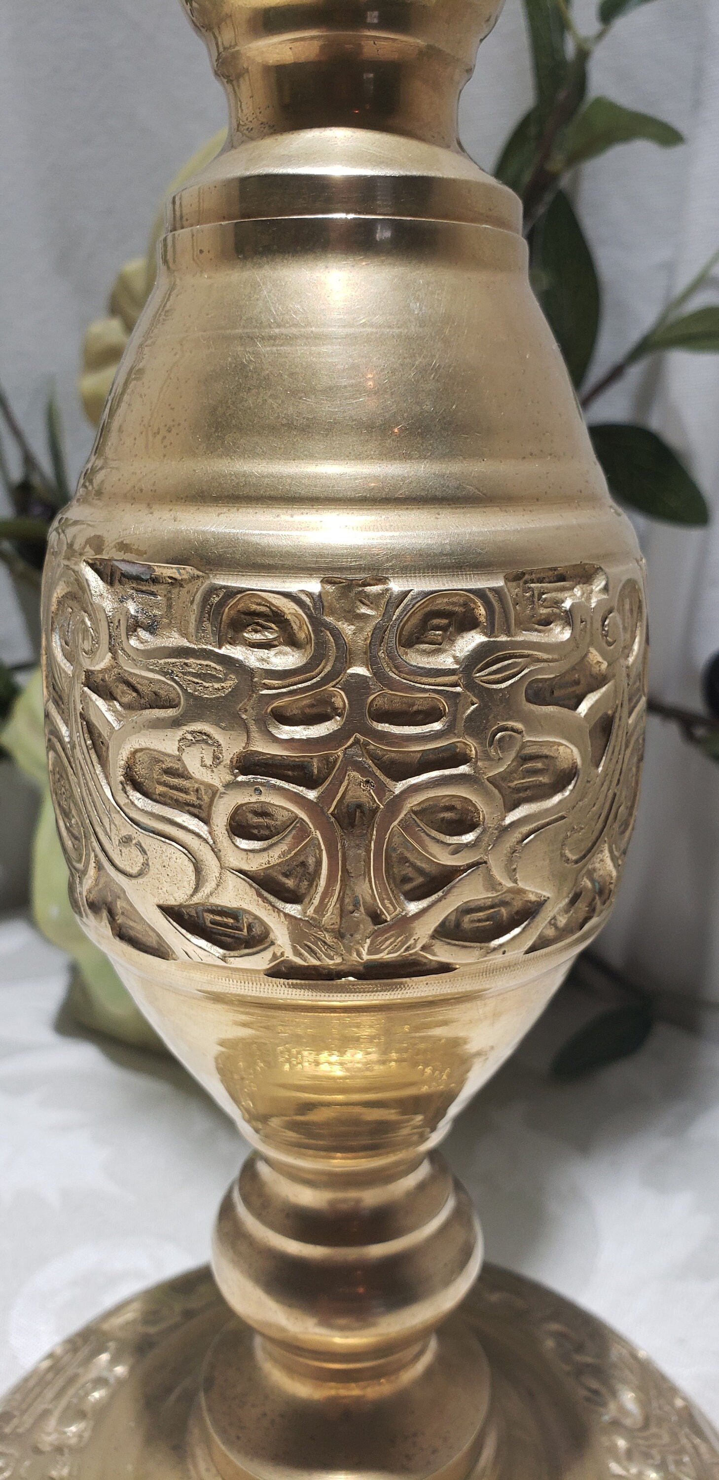 Vintage Large 21 Tall Asian Design Brass Spike Pillar | Etsy