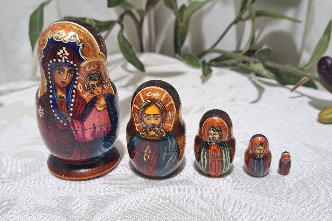 Beautiful Vintage Set of 5 Hand Painted Greek Orthodox Madonna and ...