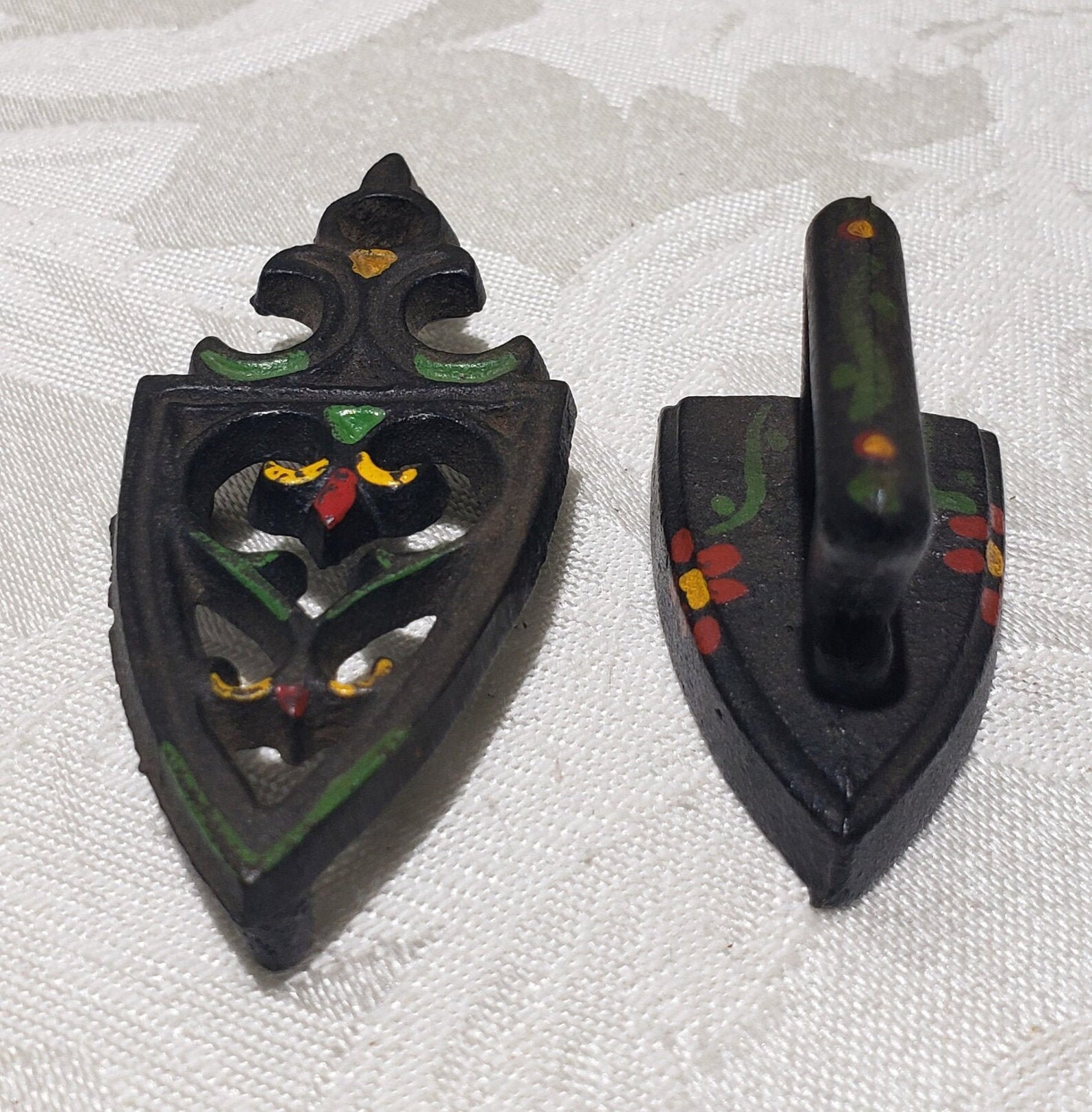 Vintage Hand Painted Floral Design Cast Iron Miniature Iron - Etsy