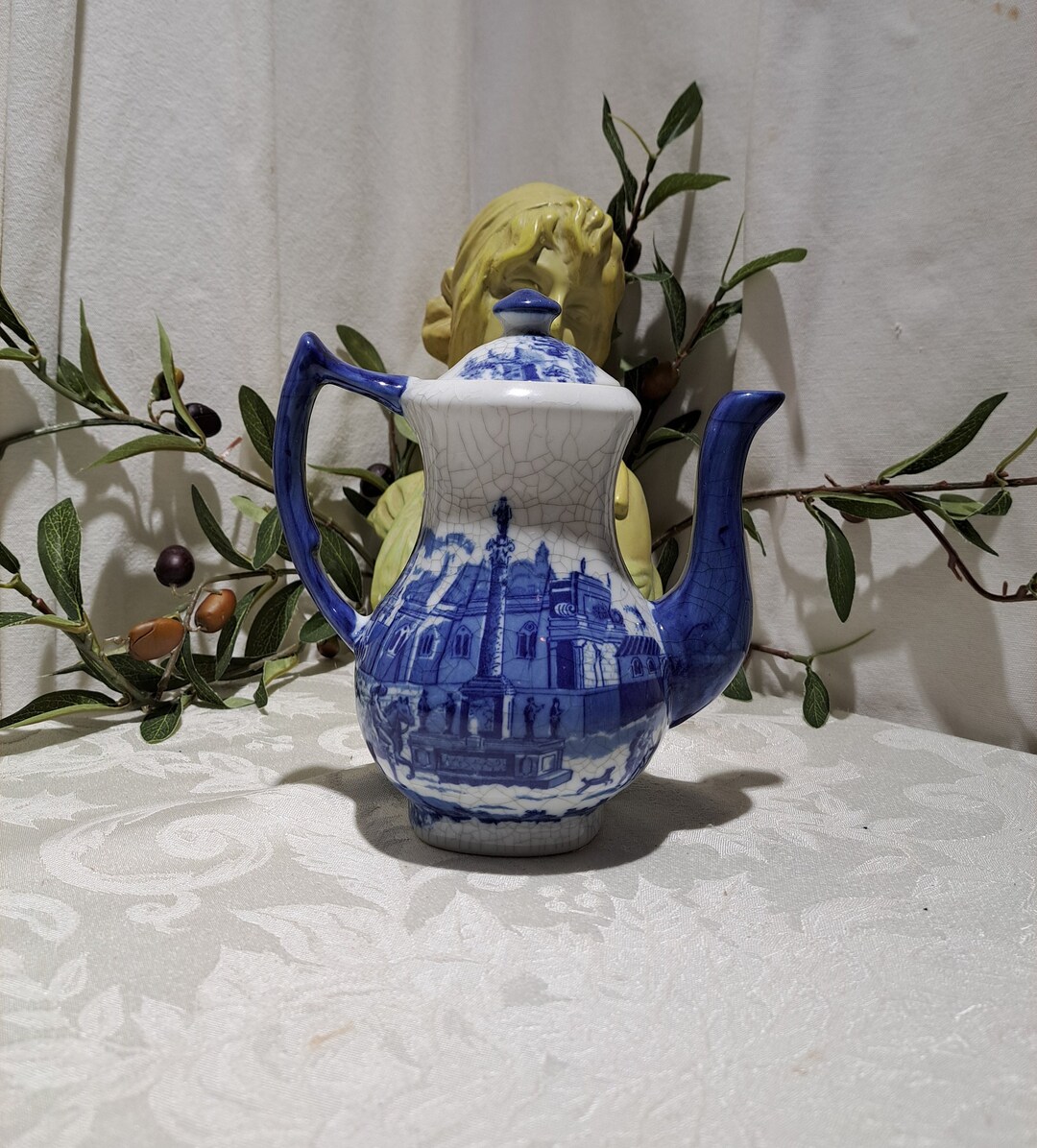 Beautiful Vintage Victoria Ware Ironstone Old Town Scene Flow Blue Tea ...