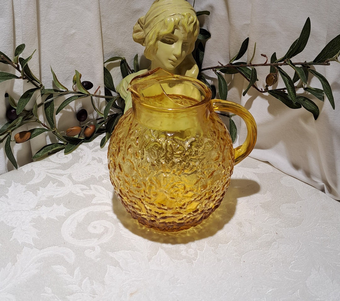 Vintage Anchor Hocking Lido Milano Honey Gold Crinkle Glass Etsy