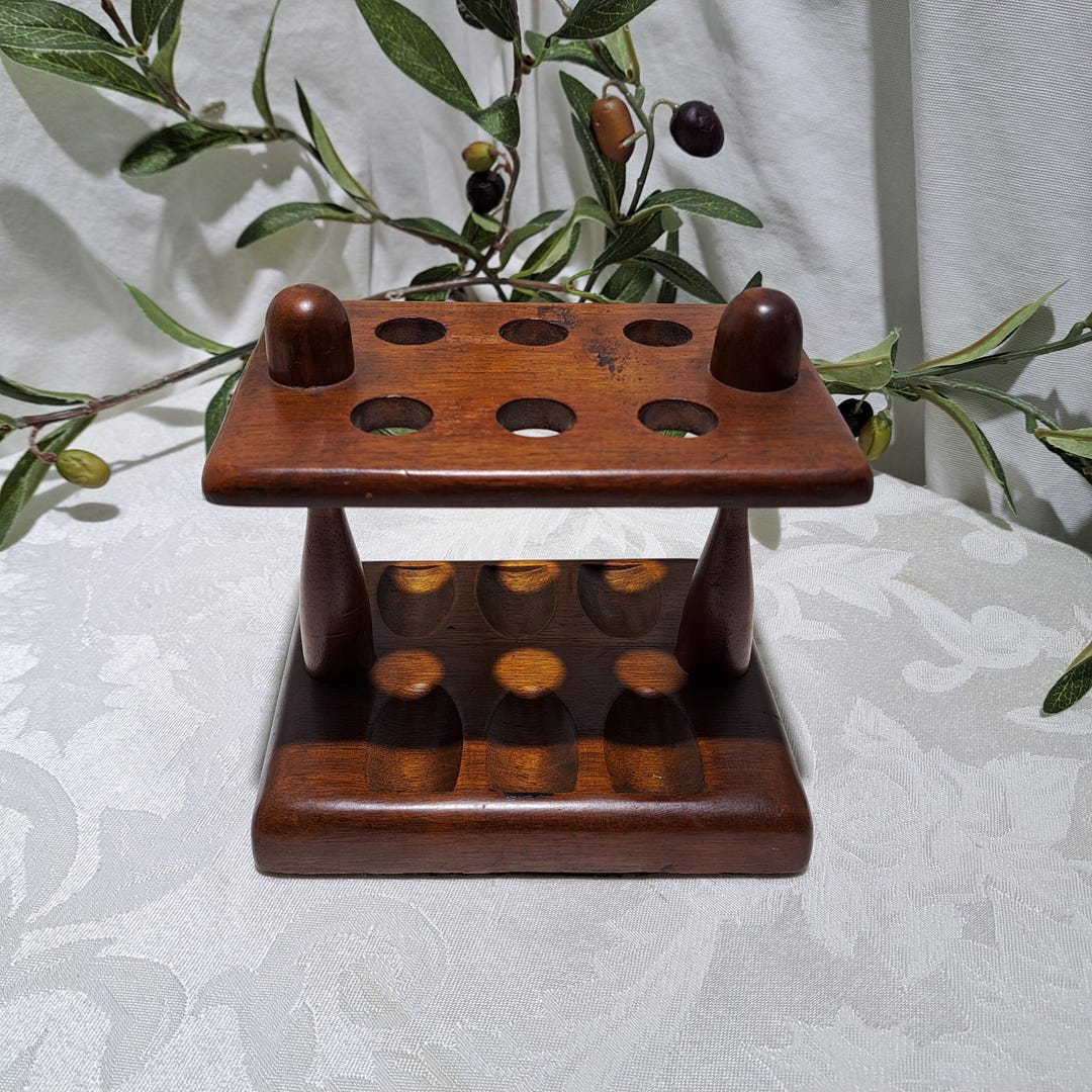 Vintage Mid Century Decatur Industries Solid Wood 6 Tobacco Pipe ...