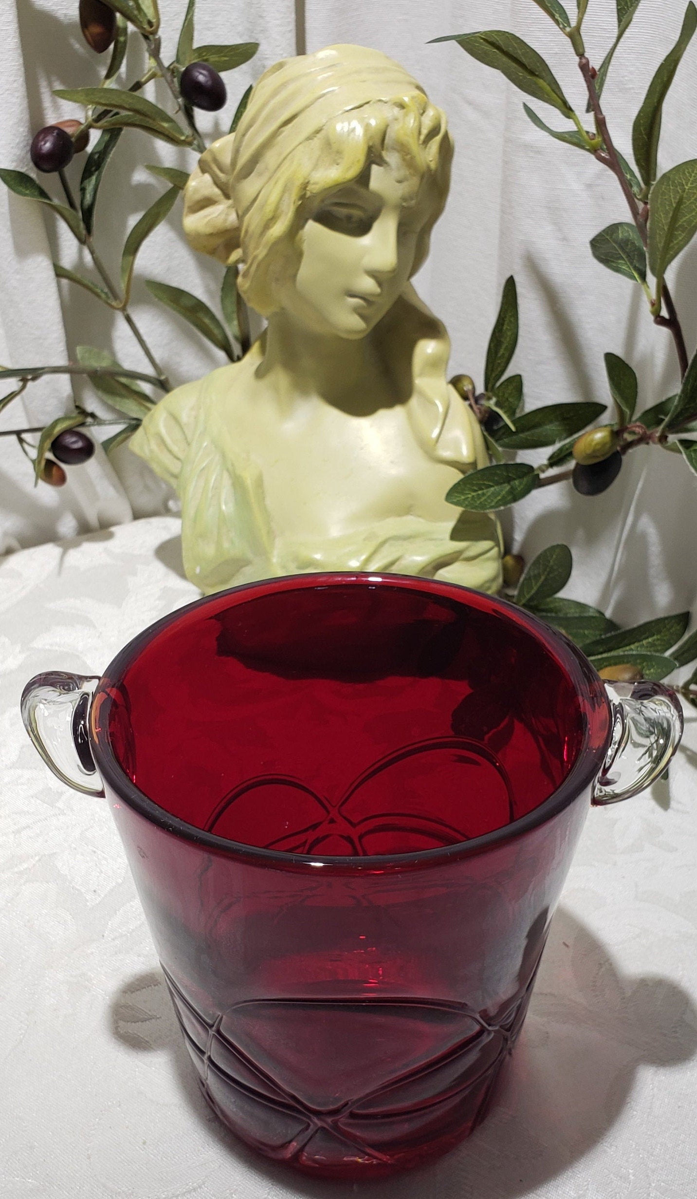 Unique Vintage Hand Blown Ruby Red Glass Ice Bucket Ruby Red - Etsy