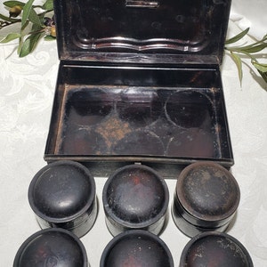 Antique Early 1900's Set of 6 Round Tin Spice Containers - Spice Tin ...