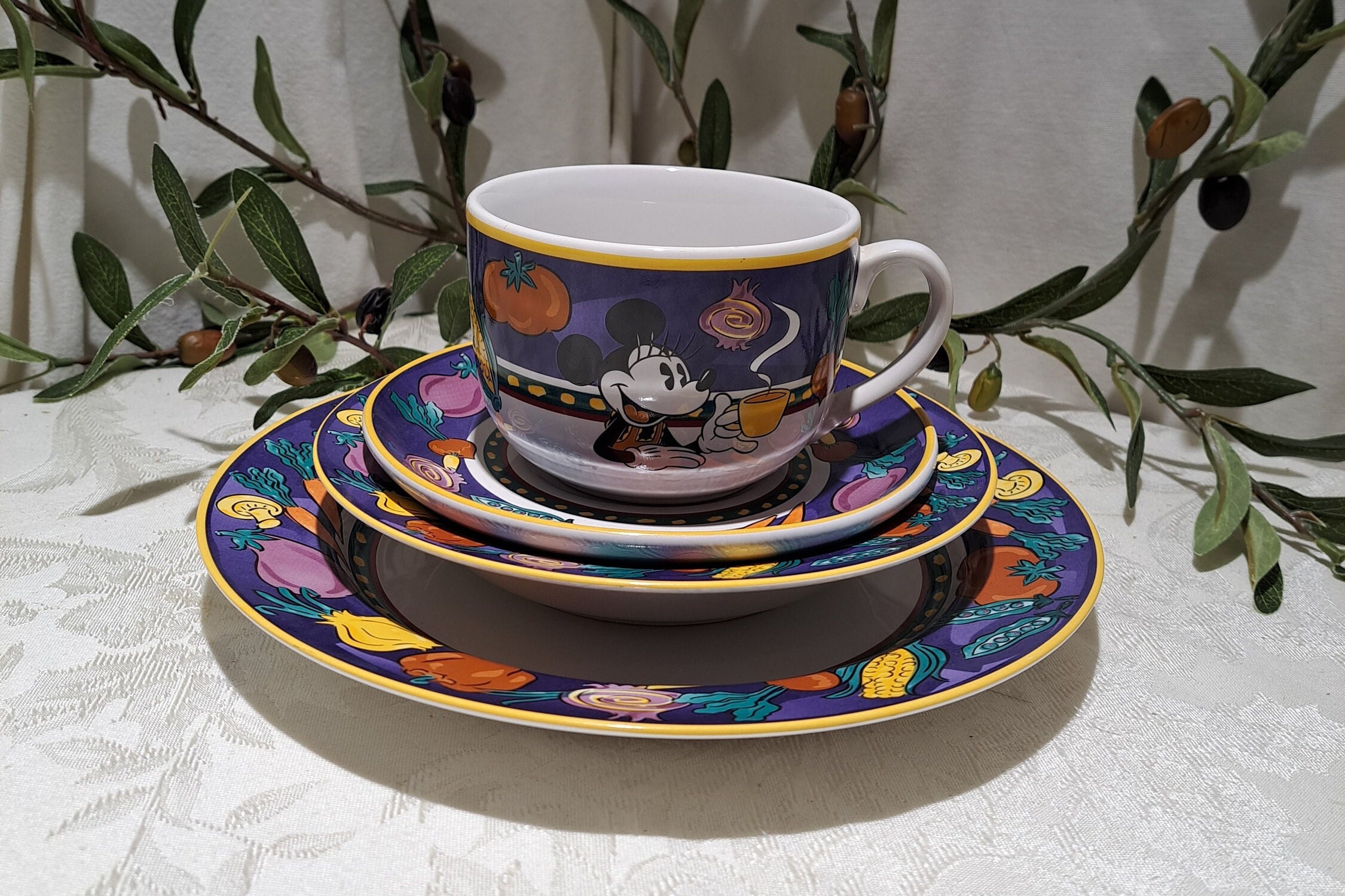 Vintage 4 Piece Disney's Minnie Mouse Stoneware Dinner Set - Etsy