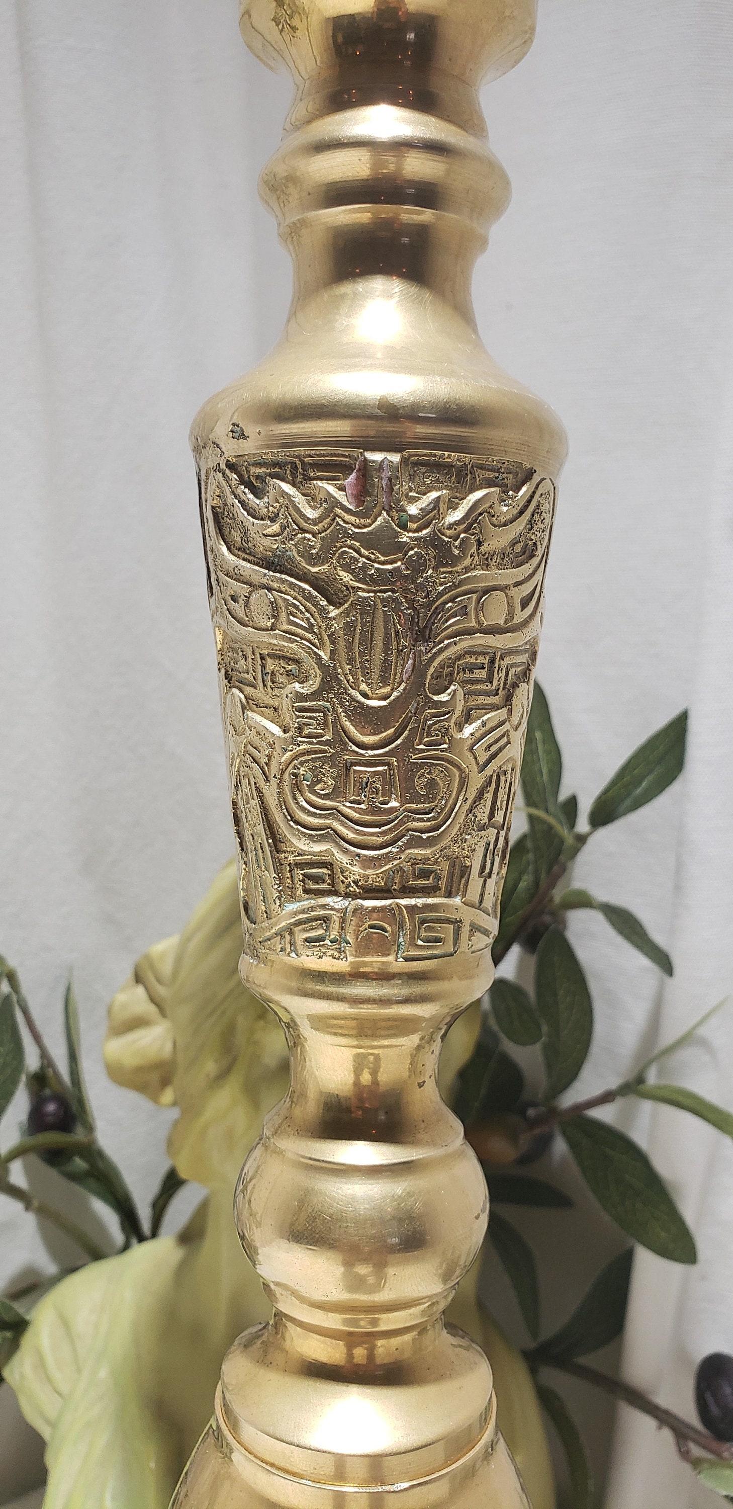 Vintage Large 21 Tall Asian Design Brass Spike Pillar | Etsy