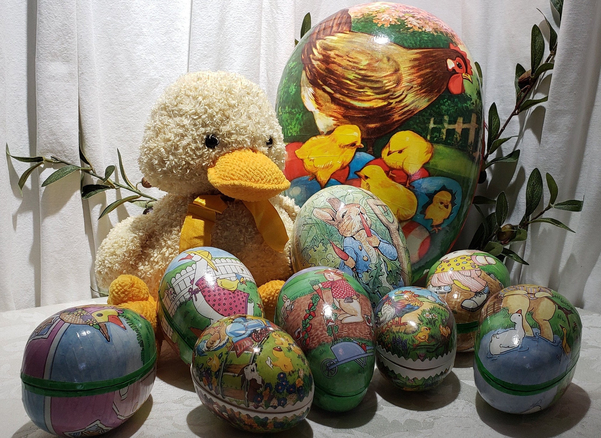 Amazing Beautiful Vintage Lot of 8 Paper Mache Easter Eggs Made in West Germany 1 Giant Easter Egg 5 Large Easter Eggs 2 Medium Eggs Etsy