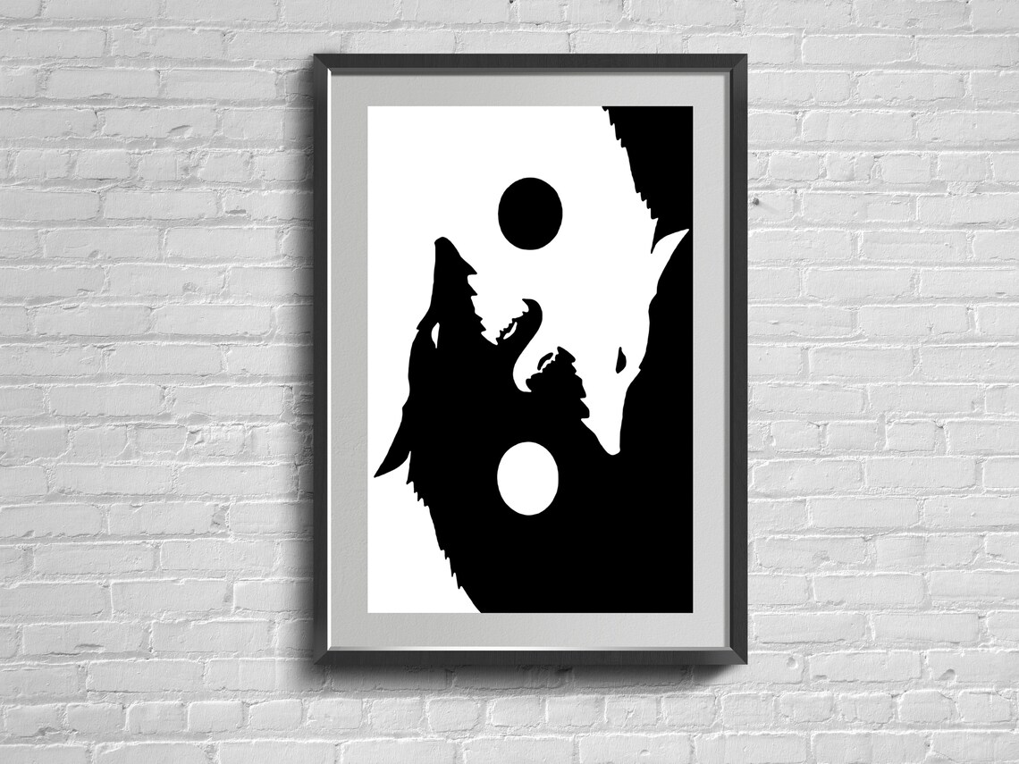 Yin Yang Wall Art. Wolf Print. Modern Poster. Home Decor. - Etsy