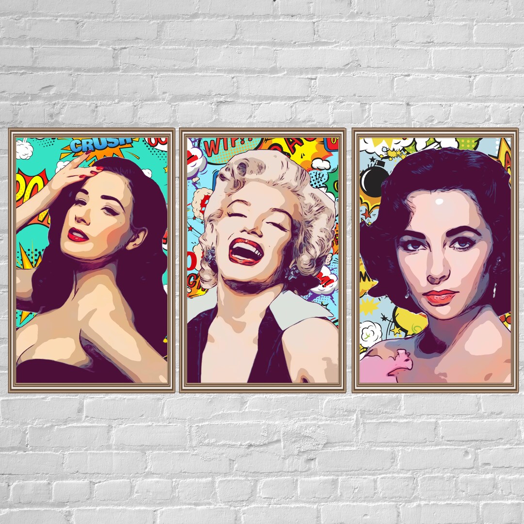 American Actress Pop Art. Famous American Actress Print. Set of 3 Room ...