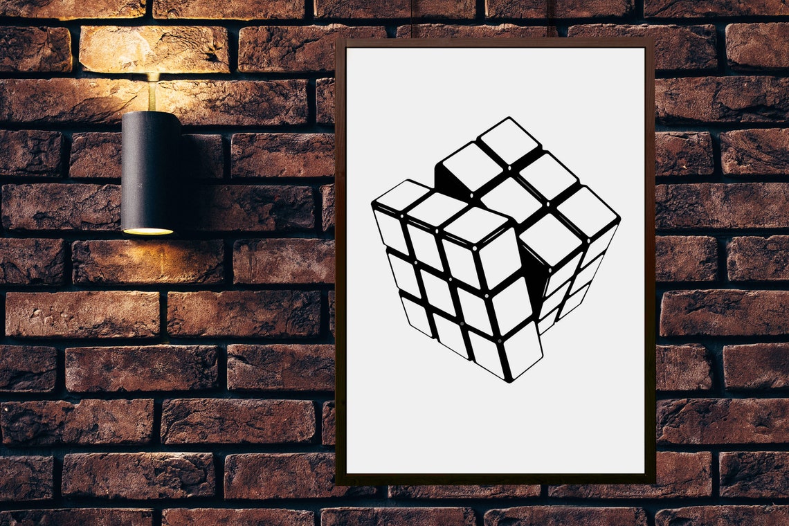 Rubics Cube Print. Scandinavian Poster. Rubik's Wall Art. - Etsy
