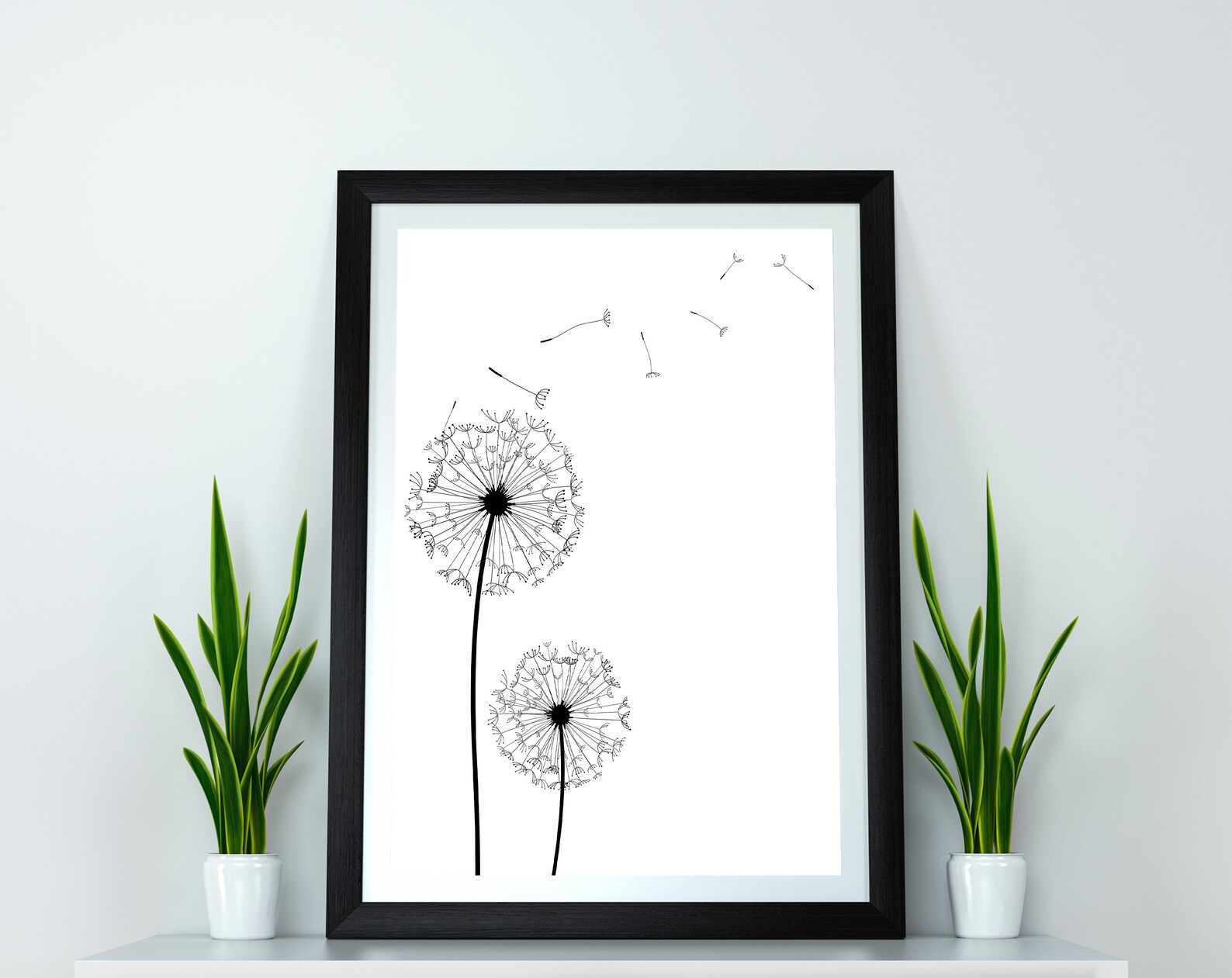 Dandelion Black and White Poster. Dandelions Minimalist Print. Flowers ...