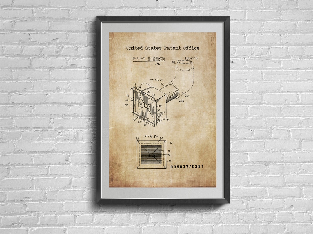 Ventilation Poster, HVAC Tech Gift, Industrial Decor, Patent on Canvas ...