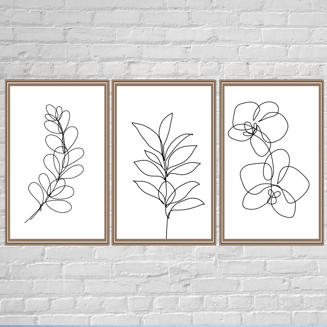 Botanic One Line Abstract Wall Art. Minimalist Poster. Modern Print ...