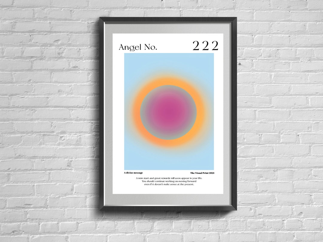 Original Angel Numbers 222 Poster Wall Art Print. Gradient Aura Angel ...