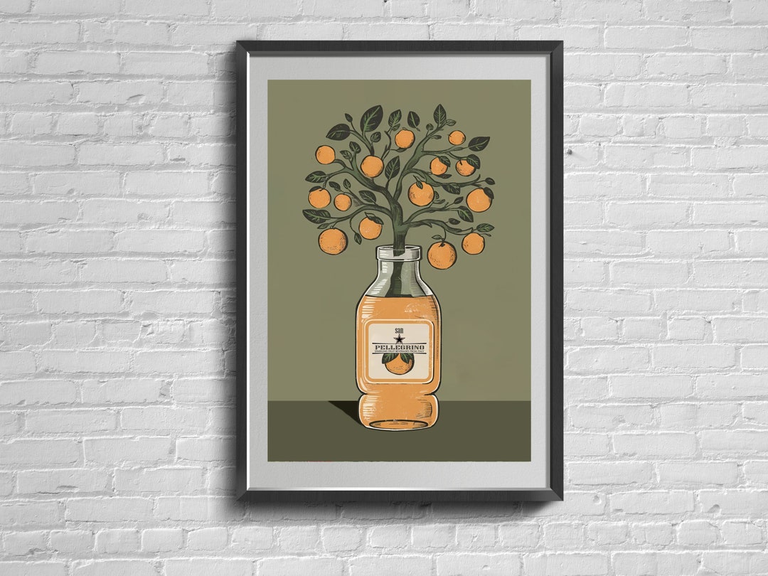 Orange Tree Wall Art Illustration. Illustrated Print on Canvas. Bold ...