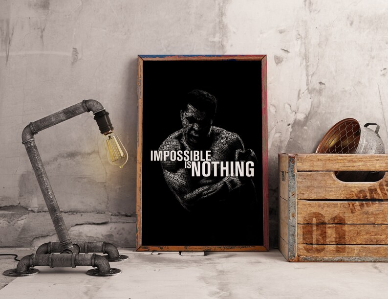 Famous Boxer. Impossible is Nothing Poster. Typographic - Etsy