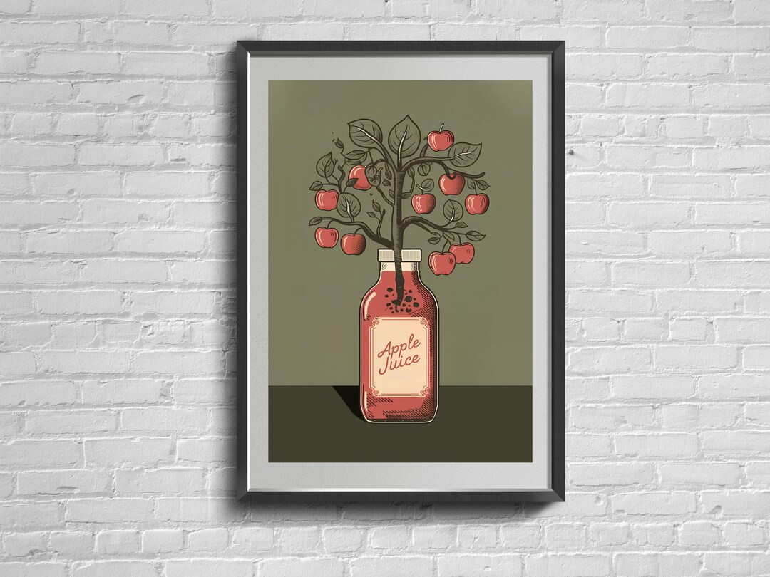 Apple Tree Wall Art Illustration. Illustrated Print on Canvas. Bold ...