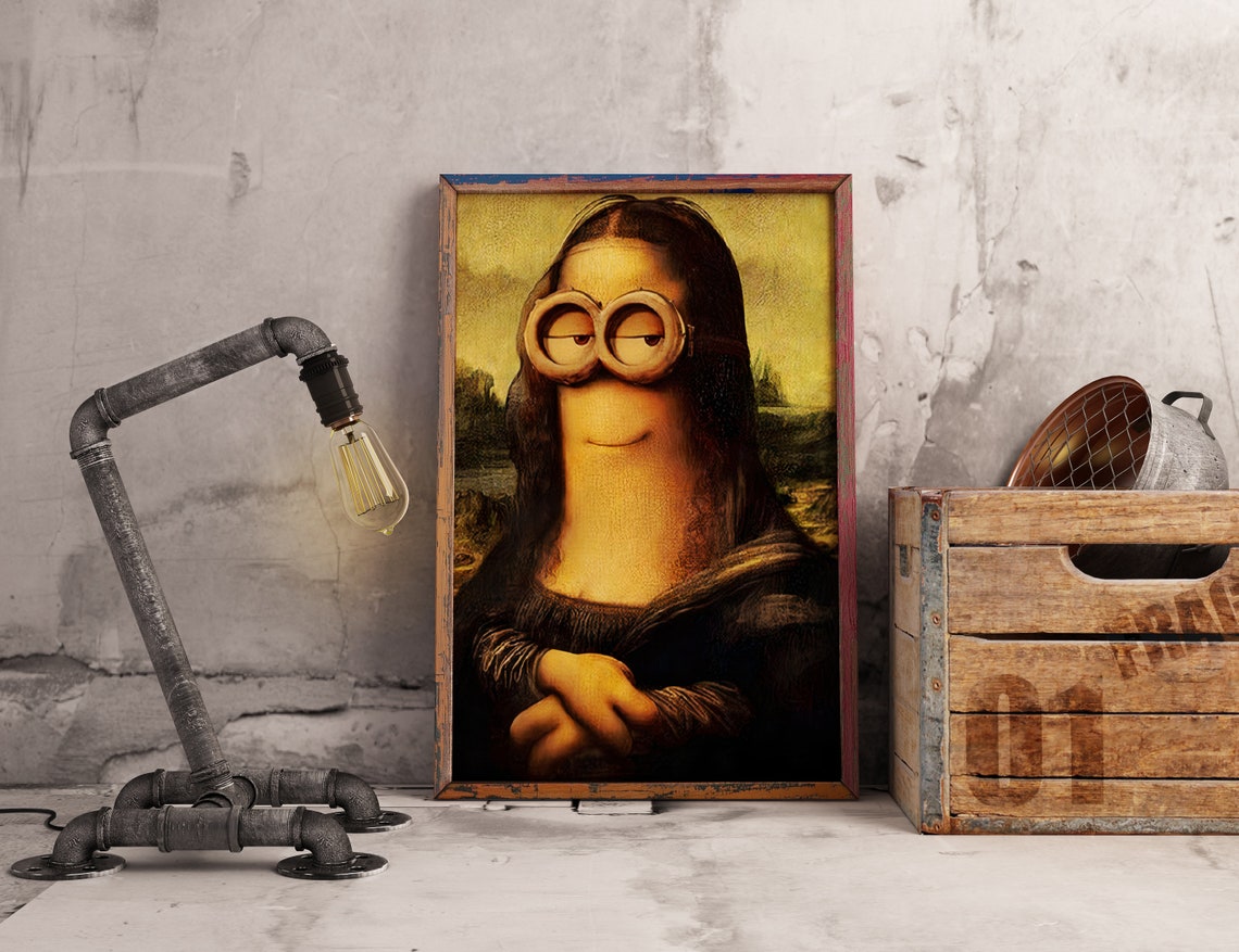 Cartoon Mona Lisa Poster. Pop Illustration Painting Print Wall - Etsy