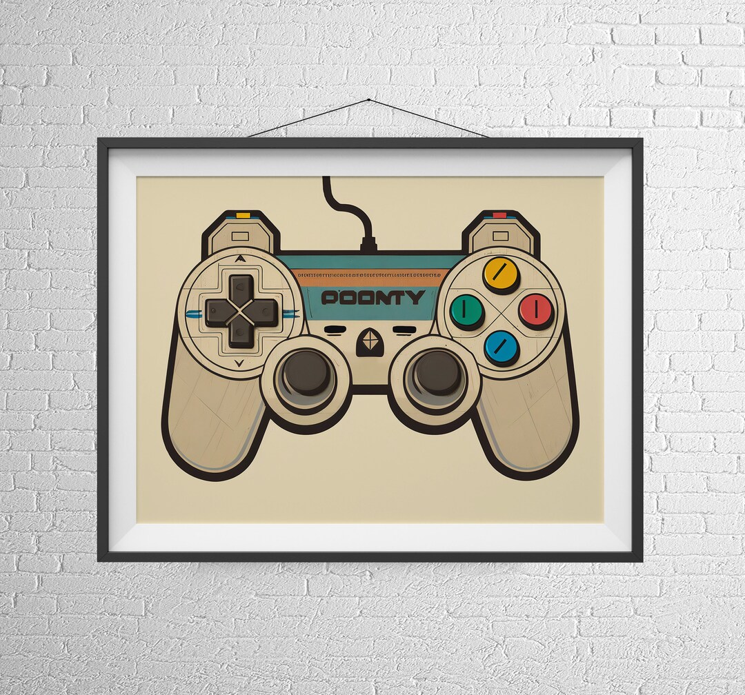 Retro Game Controller Poster: Gaming Room Wall Art - Etsy