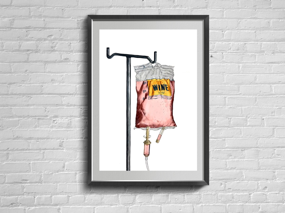 Wine IV Drip Poster: Minimalist Fashionista Print - Etsy