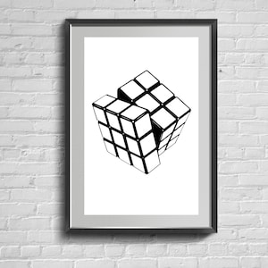Rubics Cube Print. Scandinavian Poster. Rubik's Wall Art. Modern Home ...
