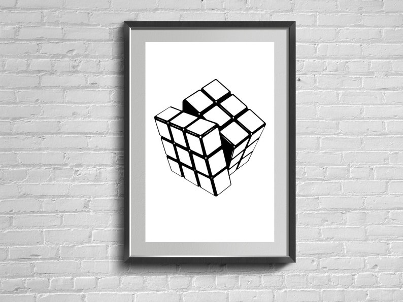 Rubics Cube Print. Scandinavian Poster. Rubik's Wall Art. Modern Home ...