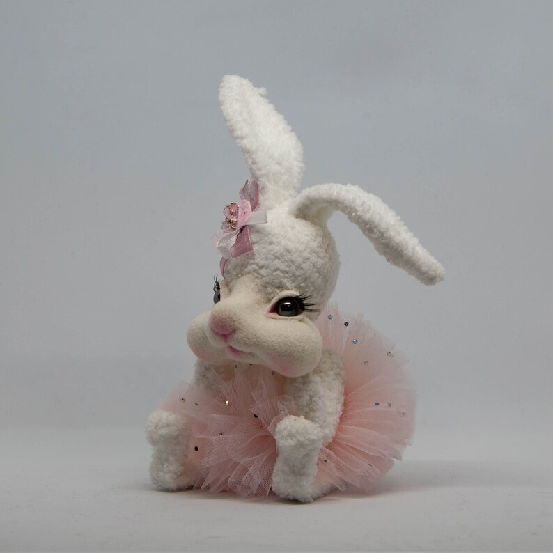 White rabbit Plush toy Amigurumi Collectible doll Interior | Etsy