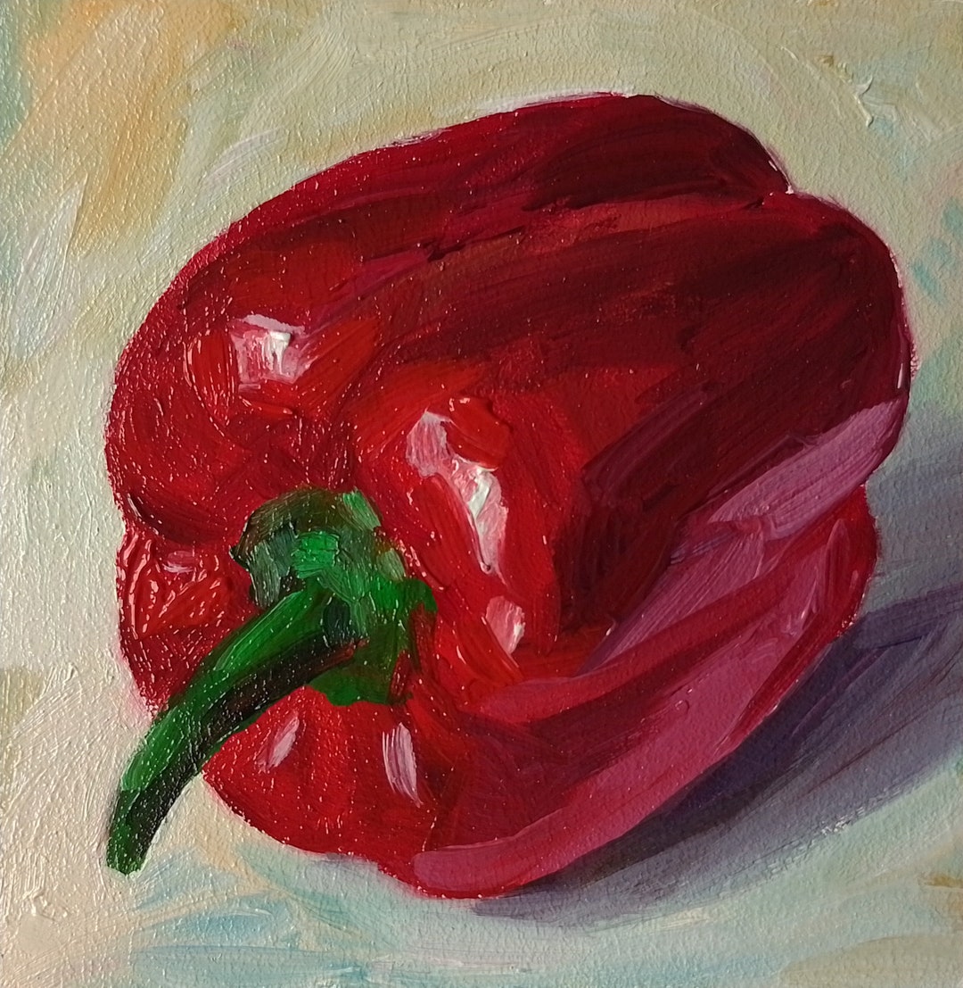 Pepper Oil Painting Original Bell Pepper Red Vegetable, Painting for ...