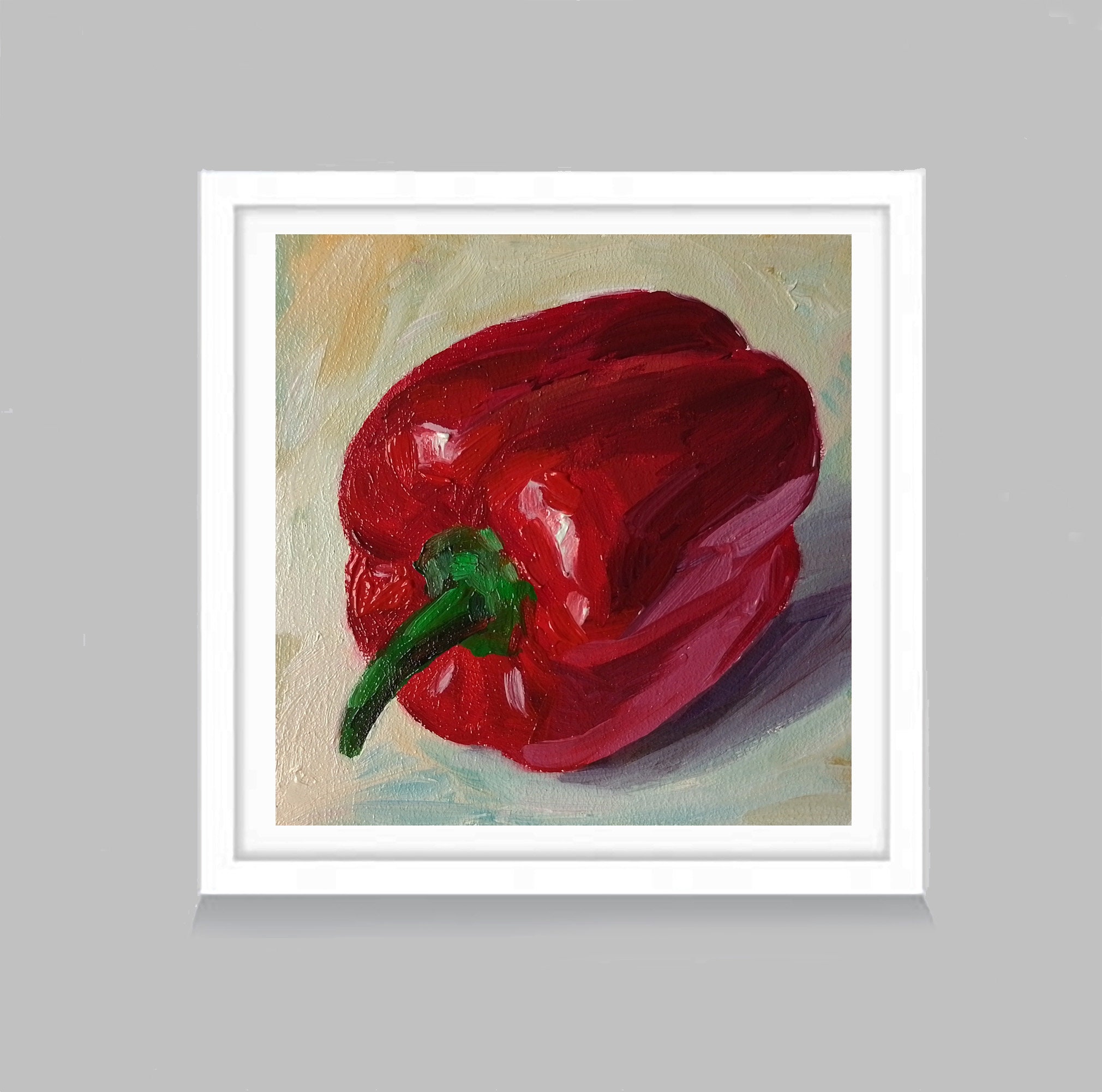 Pepper Oil Painting Original Bell Pepper Red Vegetable, Painting for ...