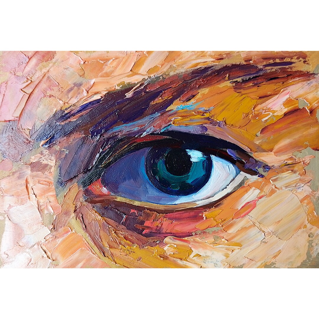 Eye Painting Original Oil Art Portrait Impasto Small Wall Art 4 by 6 - Etsy