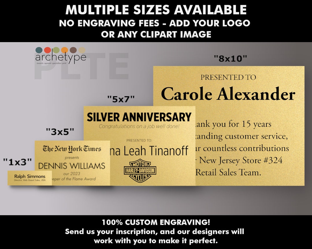 Plte/gold | Engraved Metal Plate | Plate | Laser Engraved | Multiple ...