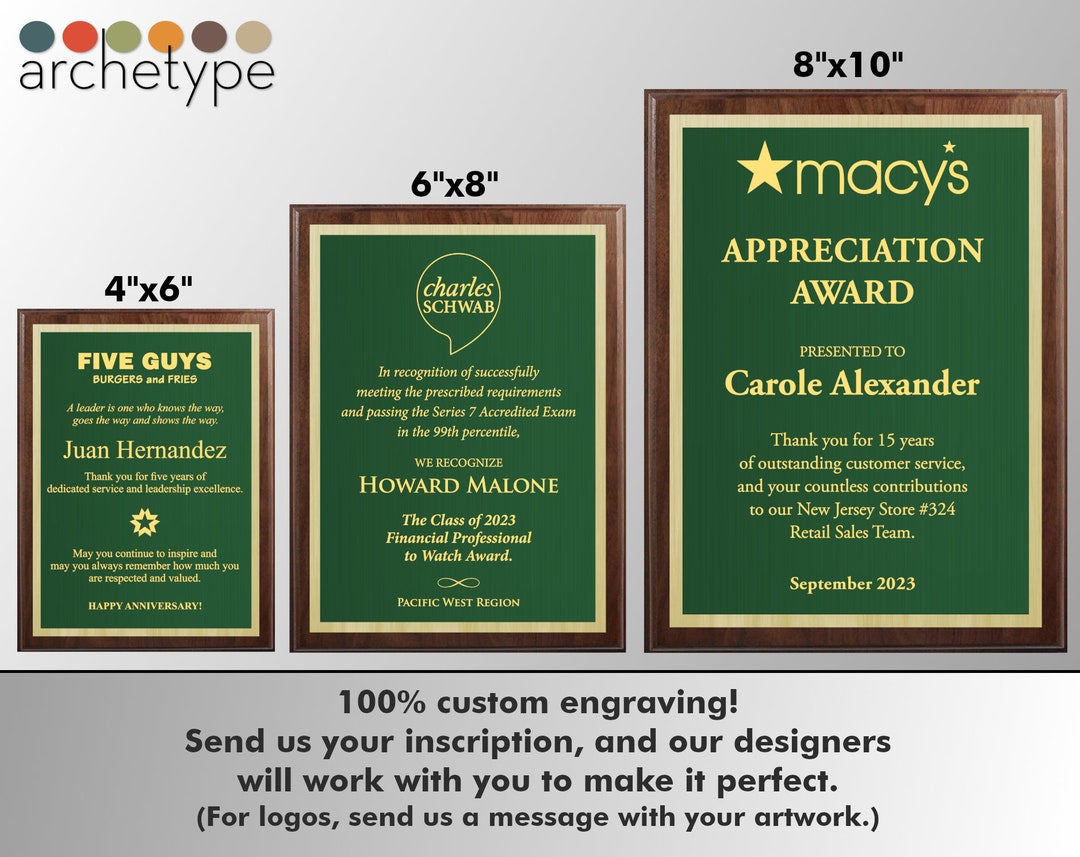 Apex/green | Plaque | Multiple Sizes | Custom Engraved Award ...