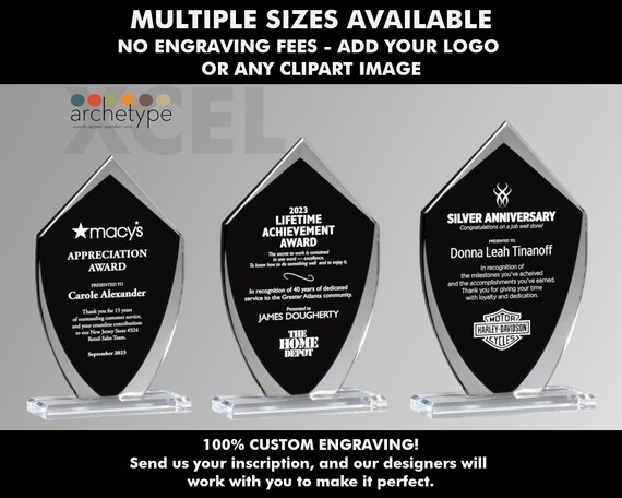 XCEL/SHIELD Glass Award Corporate Gift Multiple Sizes - Etsy