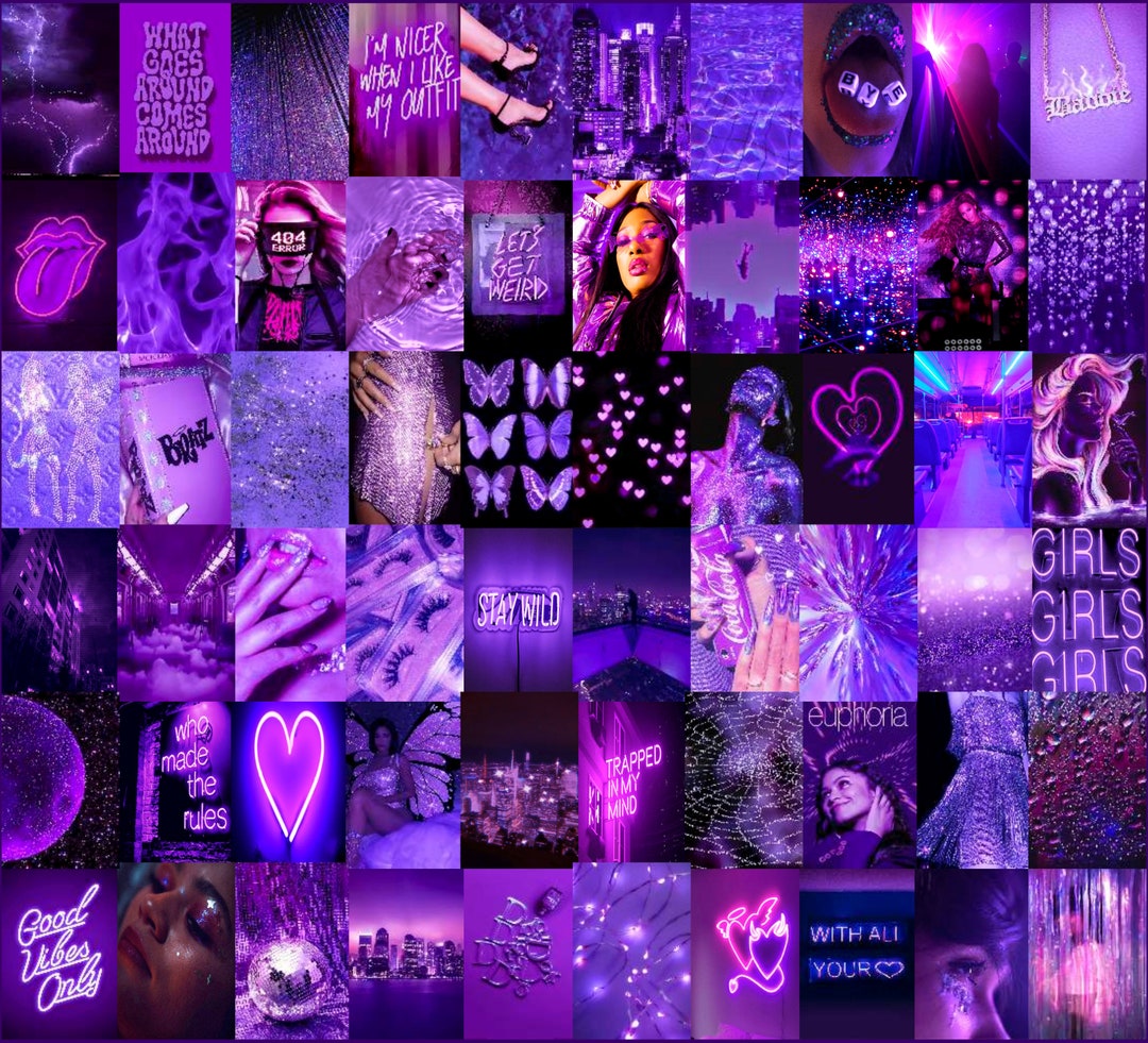 60pc PURPLE VSCO AESTHETIC Wall Collage Kit Same Day Shipping Dorm Room ...