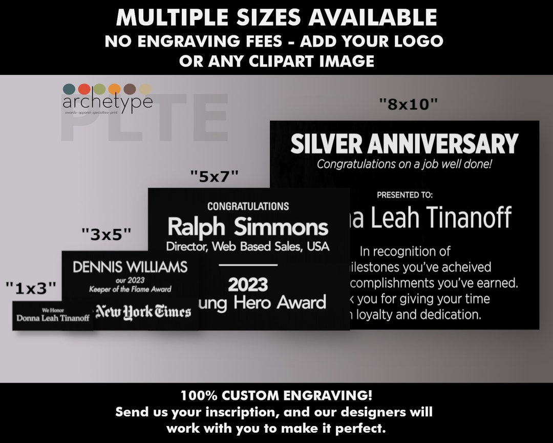 Plte/black (silver Lettering) | Engraved Metal Plate | Plate | Multiple ...