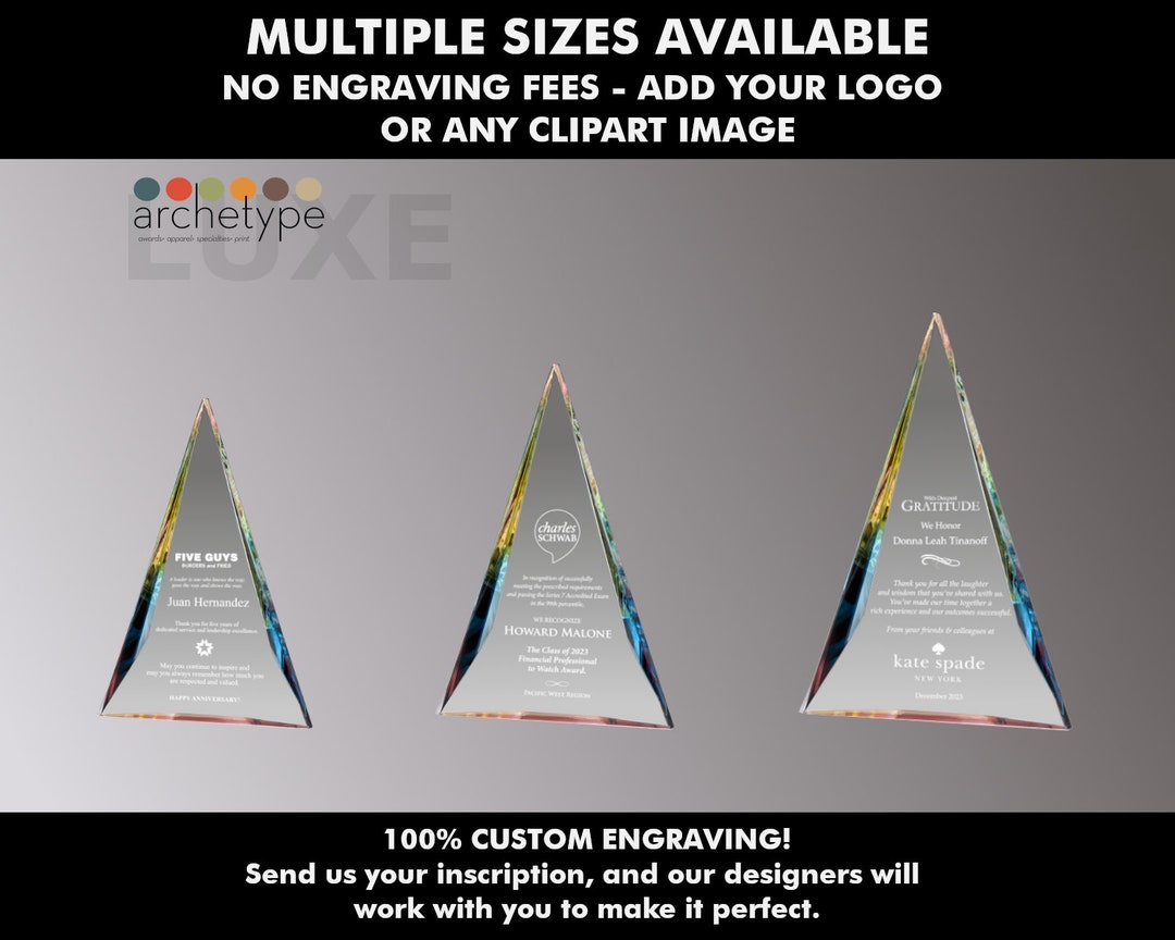 LUXE/PYRAMID | Crystal Award | Corporate Gift | Multiple Sizes | Custom ...